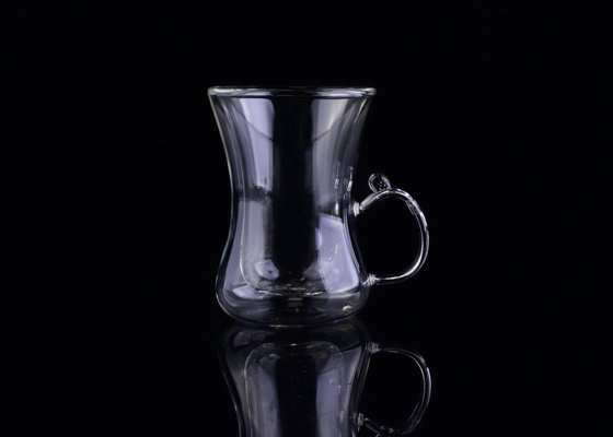 Insulated Turkish Tea Double Wall Borosilicate Glass Drinking Cup with Handle