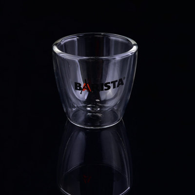 Small Double Wall Borosilicate Glass Cup With Decal Printing , custom logo