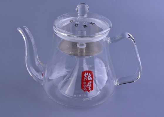 Borosilicate Glass Tea Pot Kettle With Funnel Infuser Ion Sheet , Induction Cooker Safe