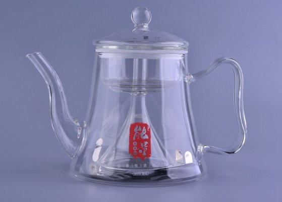 Borosilicate Glass Tea Pot Kettle With Funnel Infuser Ion Sheet , Induction Cooker Safe