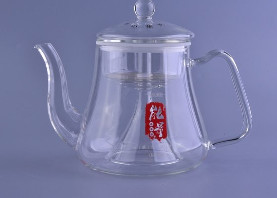 Borosilicate Glass Tea Pot Kettle With Funnel Infuser Ion Sheet , Induction Cooker Safe