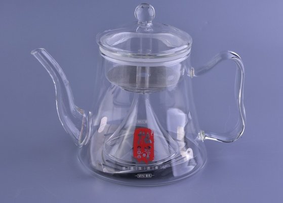 Borosilicate Glass Tea Pot Kettle With Funnel Infuser Ion Sheet , Induction Cooker Safe