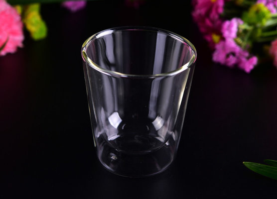 Creative Transparent Pyrex Drinking Borosilicate Glass Cup Two Layers , 250ml Capacity