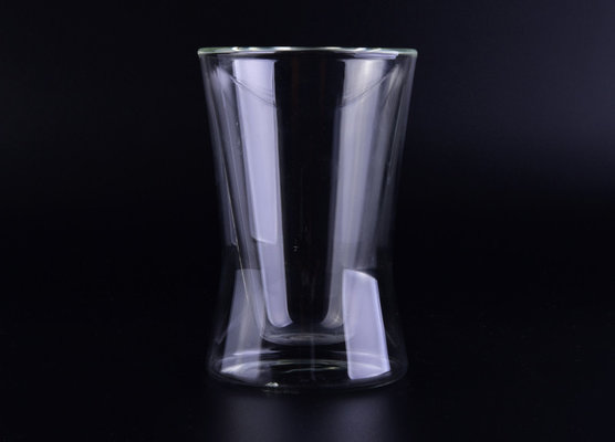 Decorative 230ml Clear Glass Coffee Mugs Double Wall With Unique Bottom Shape