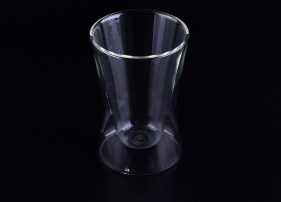 Decorative 230ml Clear Glass Coffee Mugs Double Wall With Unique Bottom Shape