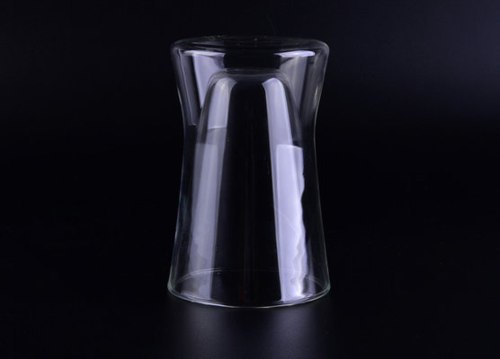 Decorative 230ml Clear Glass Coffee Mugs Double Wall With Unique Bottom Shape