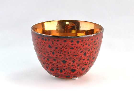 OEM Decoration Red Ceramic Candle Holder Mordern Design 110mm Top dia
