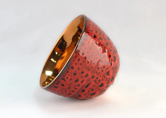 OEM Decoration Red Ceramic Candle Holder Mordern Design 110mm Top dia