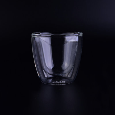 Novelty Double Wall Borosilicate Glass Cup FDA / ISO9001 , Frosted Logo