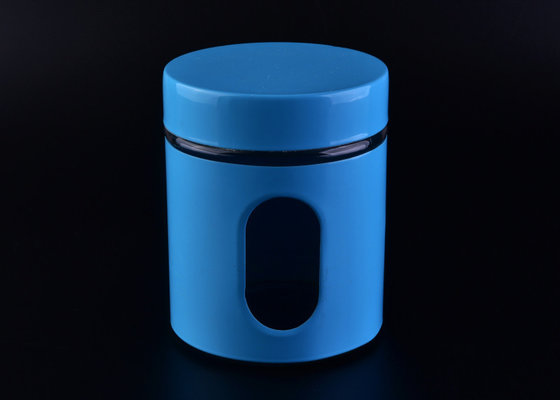 650ML Glass Tableware Storage Glass Jars with White Painted Colored Metal Lids