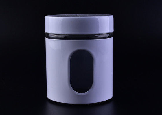 650ML Glass Tableware Storage Glass Jars with White Painted Colored Metal Lids