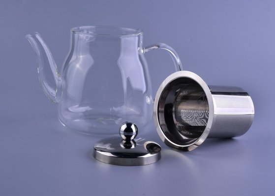 Home Use Pryex Clear Double Wall Borosilicate Glass Teapot With Cylinder Filter