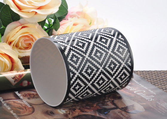 Cylinder Porcelain candle holder ceramic Geometry Rhombus Pattern Cutting
