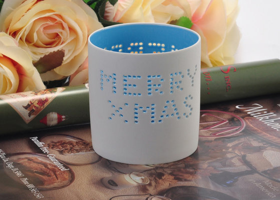 High Temperature Hollow ceramic tealight candle holders for Christmas , Different Patterns
