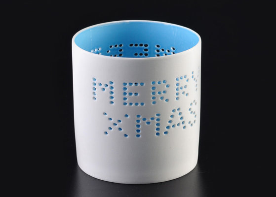 High Temperature Hollow ceramic tealight candle holders for Christmas , Different Patterns