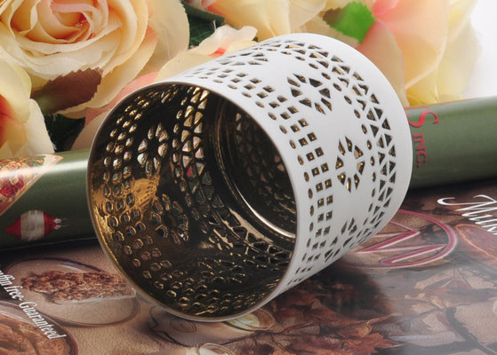 Pierced 8cm Height handmade ceramic candle holders Golden Electroplated as Wedding Souvenir