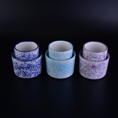 Ceramic Candle Holder With Dots By Glazing Finish