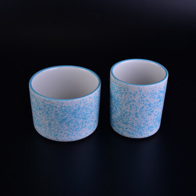 Glazing Ceramic Canlde Cup With Coloful Dots Finish