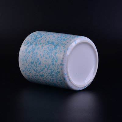 Glazing Ceramic Canlde Cup With Coloful Dots Finish