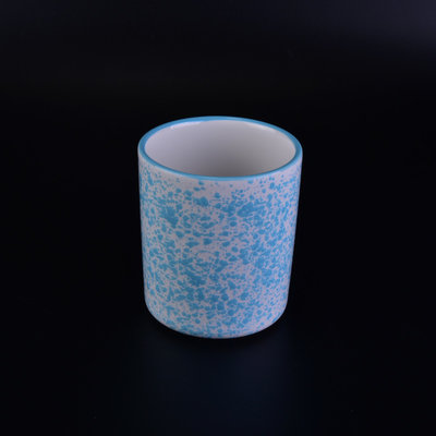Glazing Ceramic Canlde Cup With Coloful Dots Finish