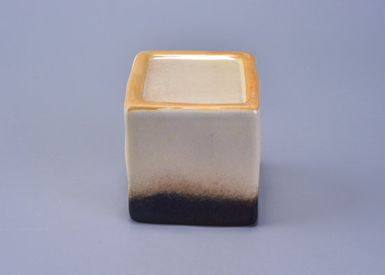 Popular Ceramic Candle Holder , Transmutation Glazed Ceramic Candle Jars Square Shape