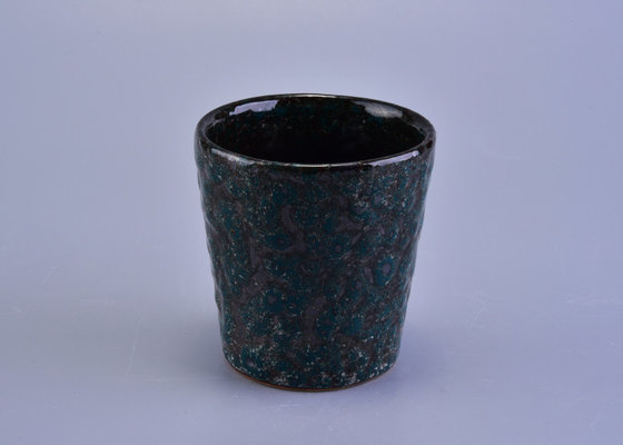 Rough Surface 100ml Ceramic Candle Holder , Round Votive Ceramic Candle Containers