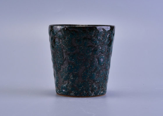 Rough Surface 100ml Ceramic Candle Holder , Round Votive Ceramic Candle Containers