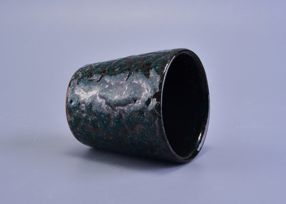 Rough Surface 100ml Ceramic Candle Holder , Round Votive Ceramic Candle Containers