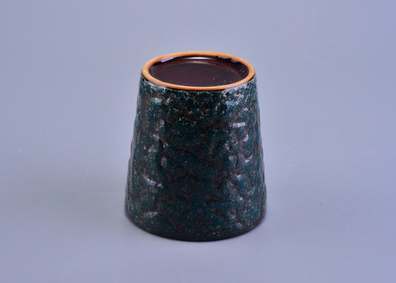 Rough Surface 100ml Ceramic Candle Holder , Round Votive Ceramic Candle Containers
