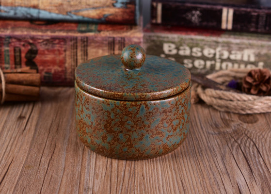 Copper Round Ceramic glazed transmutation beautiful candle holders with lids , easy open end
