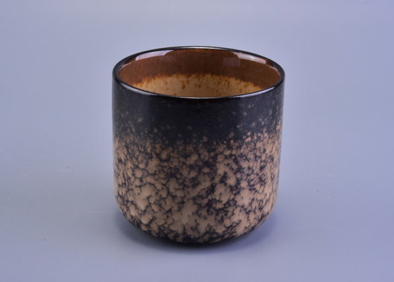 Leopard Print Transmutation Ceramic Candle Holder For Scent Candle , Round Bottom