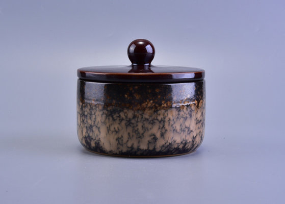 500Ml Scented Candles Ceramic Votive Holders , Ceramic Candle Jars With Lid