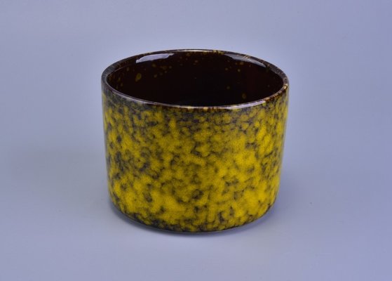 Transmutation Handmade Ceramic Candle Holders Yellow Round Black Inside