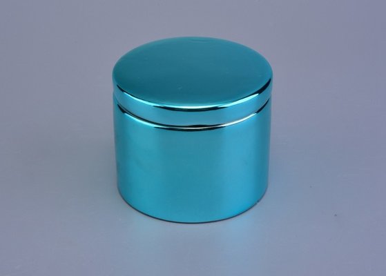Gifts Shining Glazed Plating Ceramic Candle Holder With Lids , Candy Color