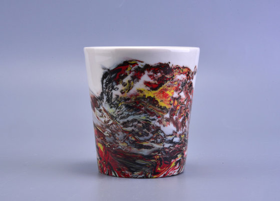 Home Decorative Votive Ceramic Candle Holder Sets with Landscape Pattern
