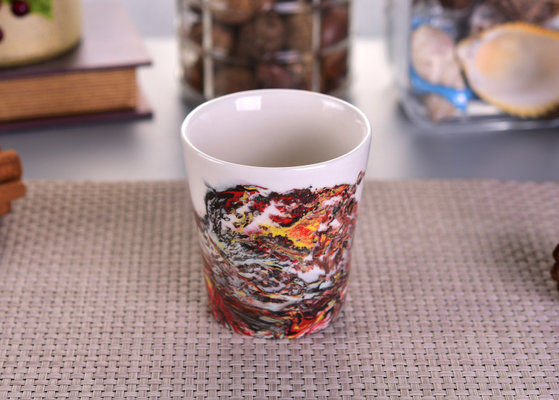 Home Decorative Votive Ceramic Candle Holder Sets with Landscape Pattern