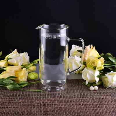 990Ml Borosilicate Double Wall Glass Tableware Clear Glass Jug For Water