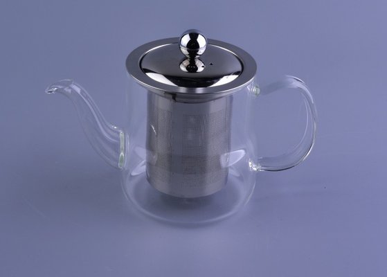 430Ml Borosilicate Glass Teapot With Stainless Steel Strainer And Lid