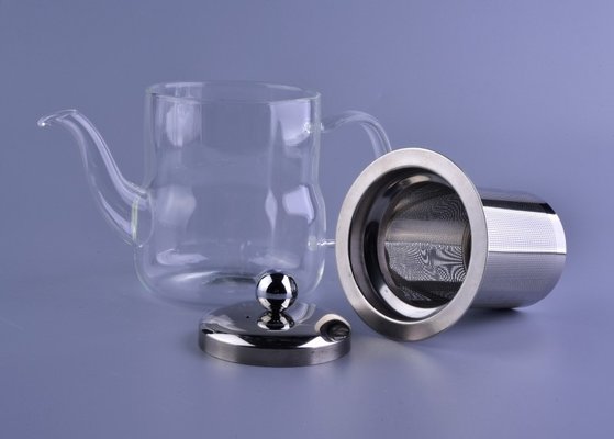 430Ml Borosilicate Glass Teapot With Stainless Steel Strainer And Lid