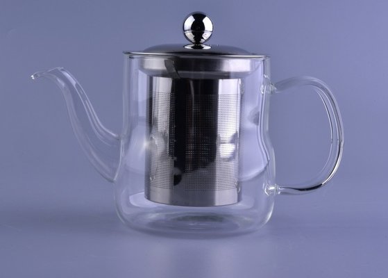 430Ml Borosilicate Glass Teapot With Stainless Steel Strainer And Lid
