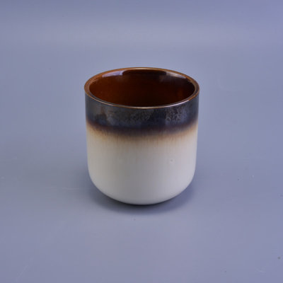 Transmutation Glaze Ceramic Candle Containers With Two Colors , OEM / ODM