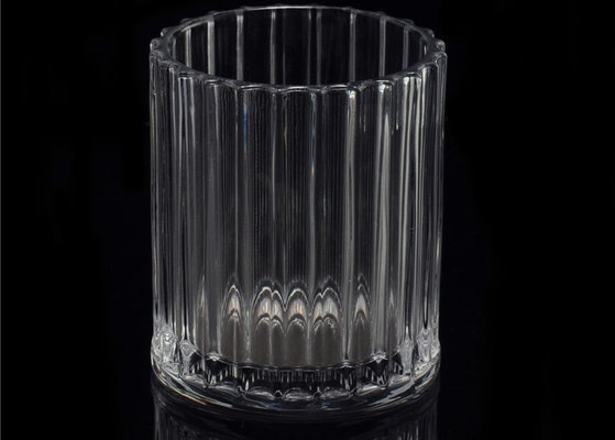 Crystal Straight Clear Round Glass Tea Light Holders For Decoration , Popular