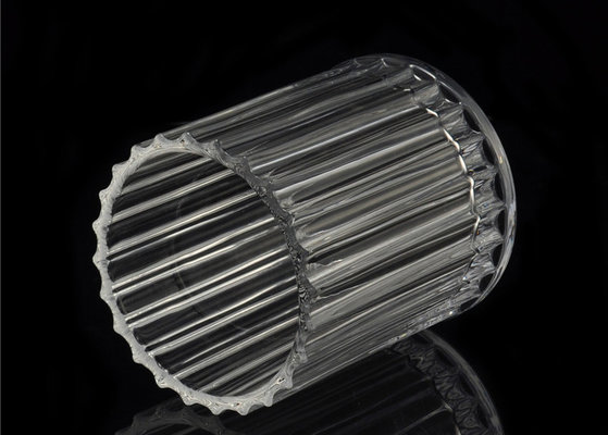 Crystal Straight Clear Round Glass Tea Light Holders For Decoration , Popular