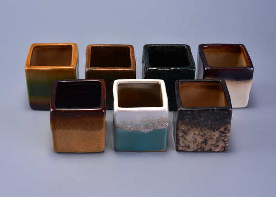 8oz Square Transmutation Glazed Candle Holder Ceramic Different Colors Or Pattern
