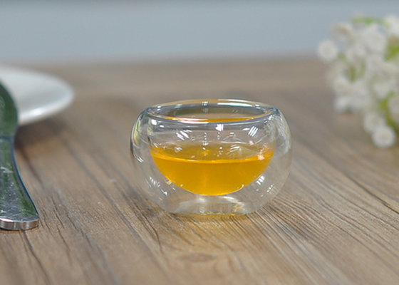 Heat Resistant Borosilicate Double Wall Glass Tea Cups 50ml , Mini Size