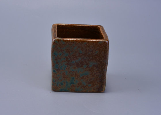 Square Copper Rust Decoration Ceramic Candle Container Set for Soy Wax