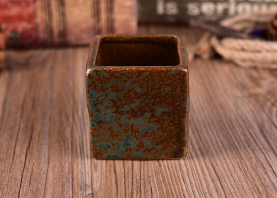 Square Copper Rust Decoration Ceramic Candle Container Set for Soy Wax