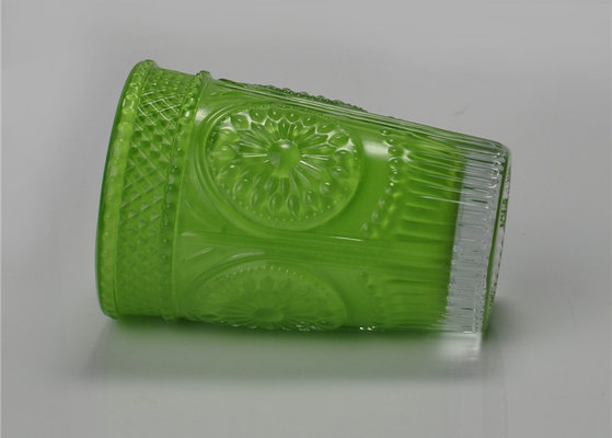 OEM Hand Press glass tea light holders for hotel deco , Embossed Logo