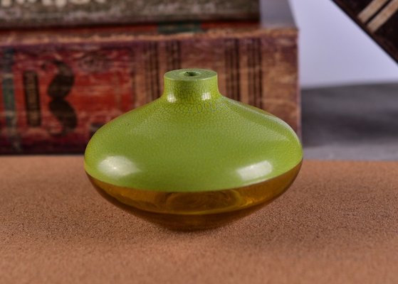 Unique Crack Handmade Glass Diffuser Bottle For Car Air Fresher , Green Color Painting