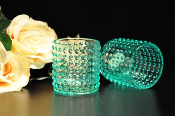Color Sprayed Glass Tealight Candle Holders / Glass Candlestick Holders